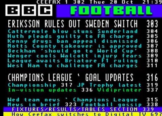 Football memories – An ode to Ceefax